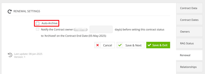 Auto-Archive Contracts